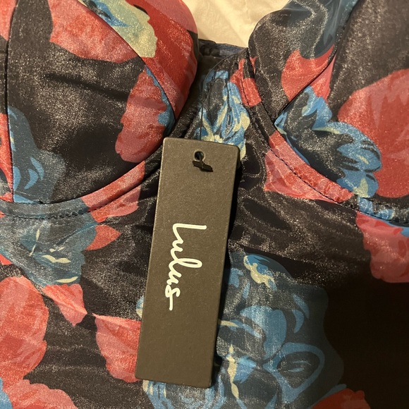 Lulus | Dresses | Navy Blue Floral Skater Mini Dress | Poshmark